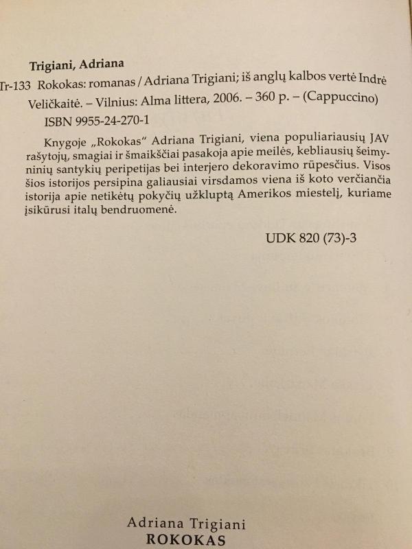Rokokas - Adriana Trigiani, knyga