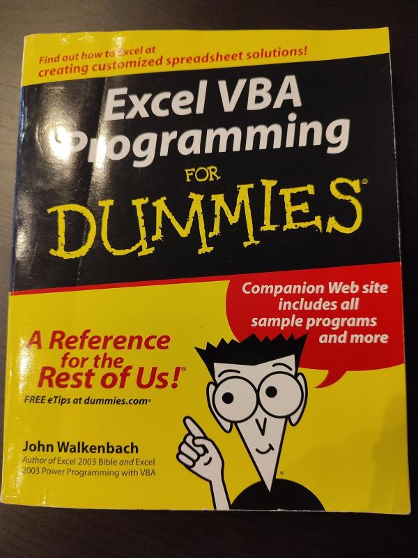 Excel VBA programming for DUMMIES - John Walkenbach, knyga